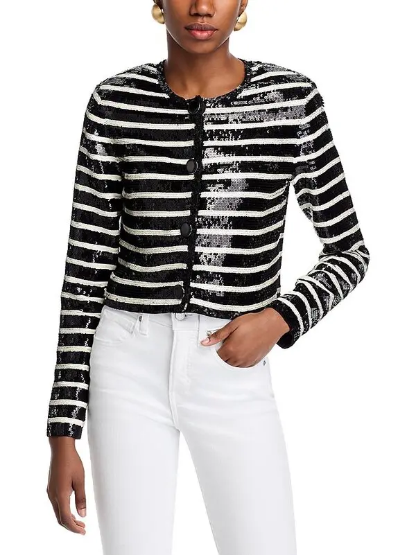 Veronica Beard Mickey Sequin Jacket - Black/off-white