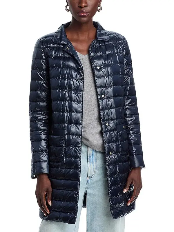 Herno Shiny Puffer Coat - Navy/white