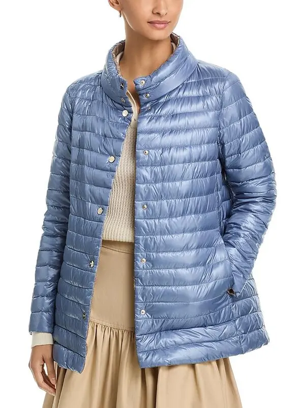 Herno Reversible Puffer Coat - French Blue To Taupe