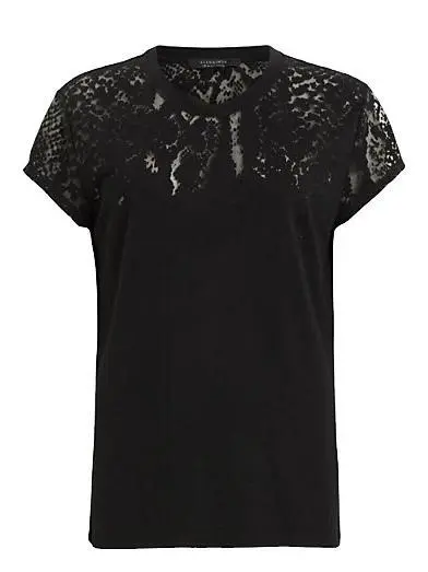 ALLSAINTS Anna Snake-embroidered T-shirt - Black