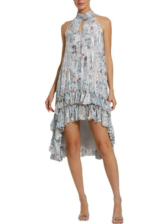 Mac Duggal High Neck Floral Mini Dress - Ivory Multi