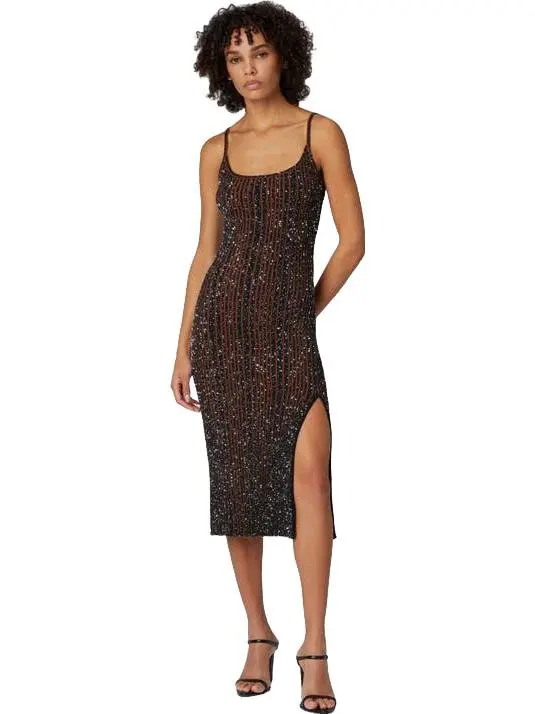 Missoni Sleeveless Ribbed Midi Dress With Sequins - Black & Brown