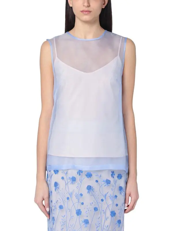 P.a.r.o.s.h Silk Sleeveless Tank Top - Blue