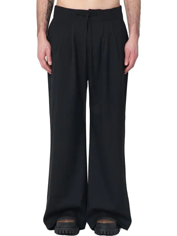 ENTIRE STUDIOS Wide Leg Wool Blend Trousers - Black