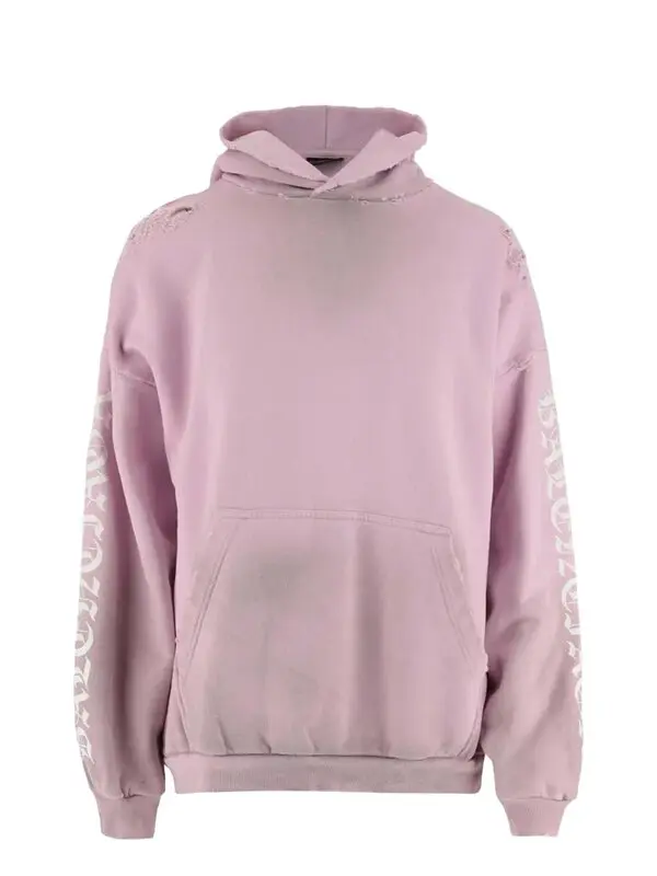 Balenciaga Stencil Medium Fit Hooded Sweatshirt - Pink