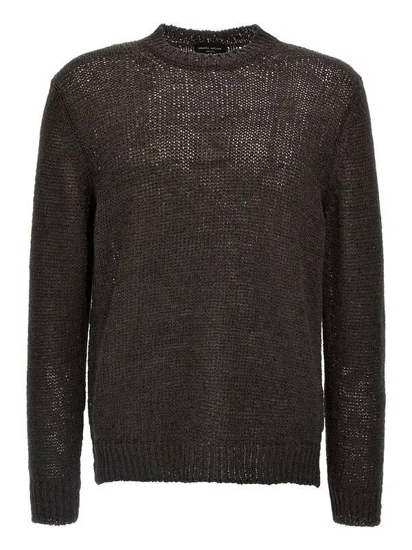 ROBERTO COLLINA Mesh Knit Sweater - Brown