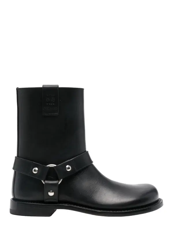 Loewe Campo Leather Biker Boots - Black