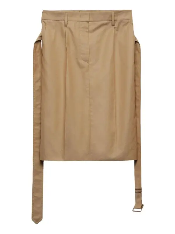 Prada Belted Midi Skirt - Beige