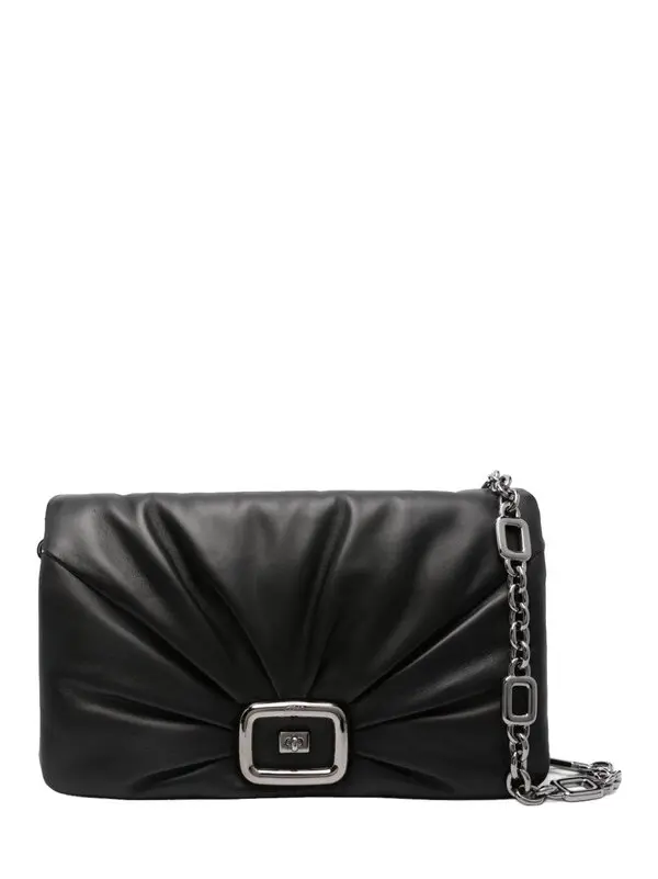 ROGER VIVIER Viv' Choc Leather Clutch - Black