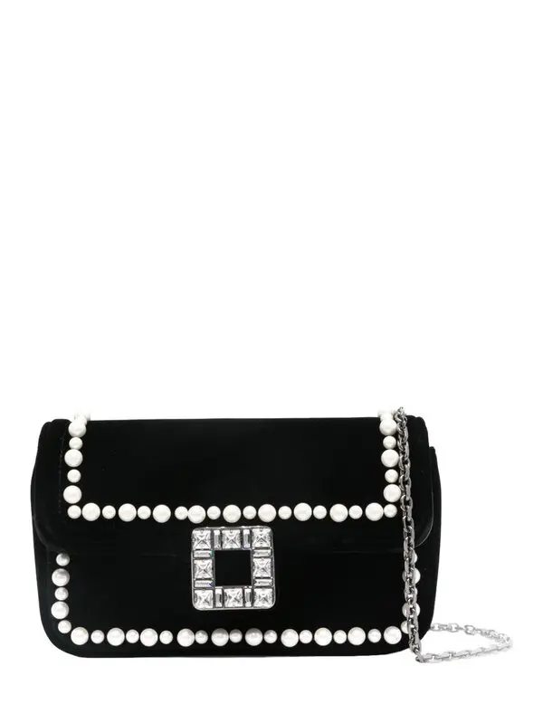 ROGER VIVIER Jeu De Fille Velvet Clutch - Black