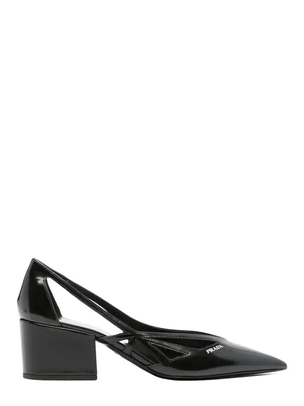Prada Leather Cut-out Pumps - Black