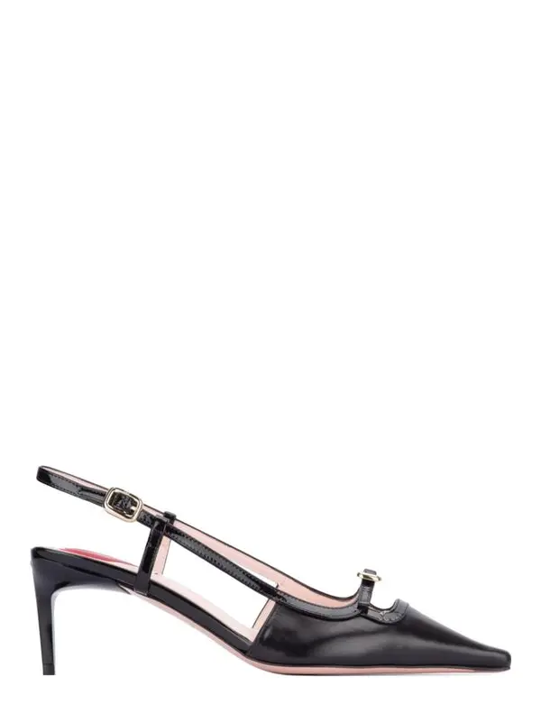 ROGER VIVIER Mini Buckle Leather Slingback Pumps - Black