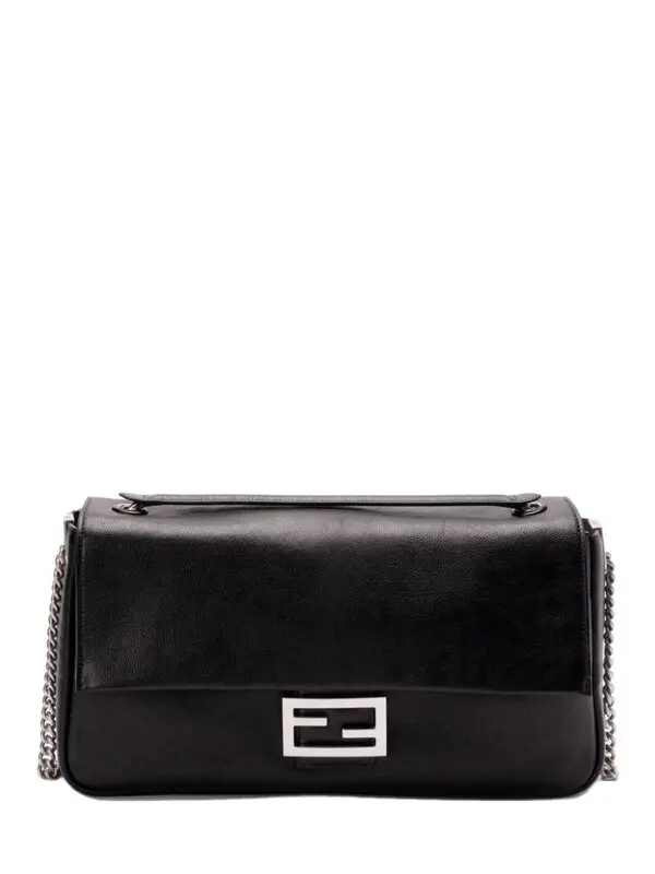 Fendi Baguette Large Leather Shoulder Bag - Black