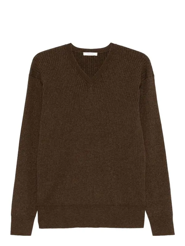 THE ROW Cashmere Blend V-neck Sweater - Brown