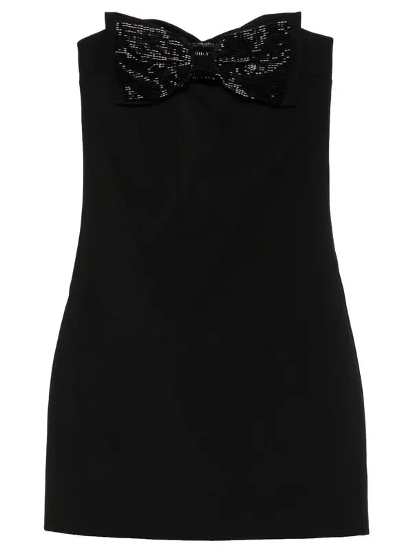 SELF-PORTRAIT Bow Detail Mini Dress - Black