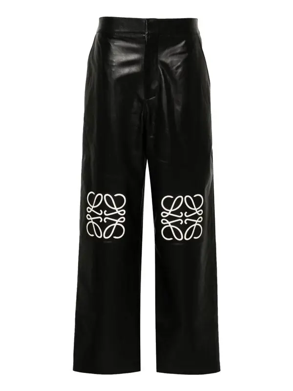 Loewe Anagram Baggy Leather Trousers - Black