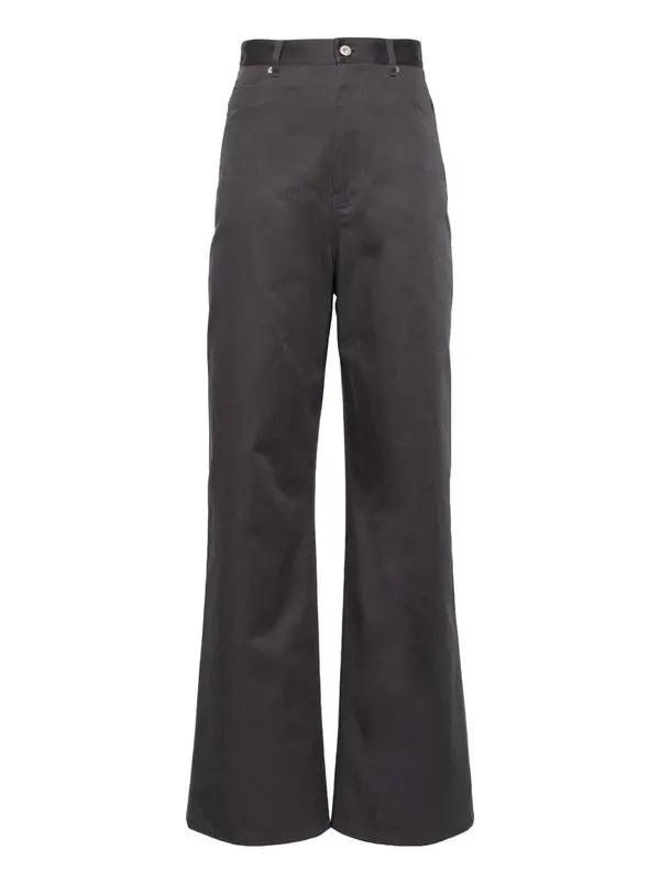 Loewe High-waisted Cotton Trousers - Grey