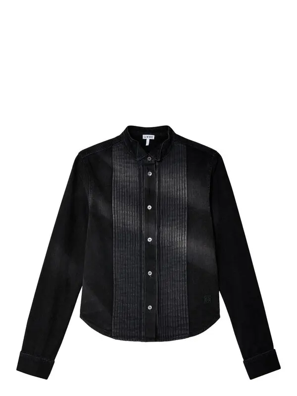 Loewe Pleated Denim Shirt - Black