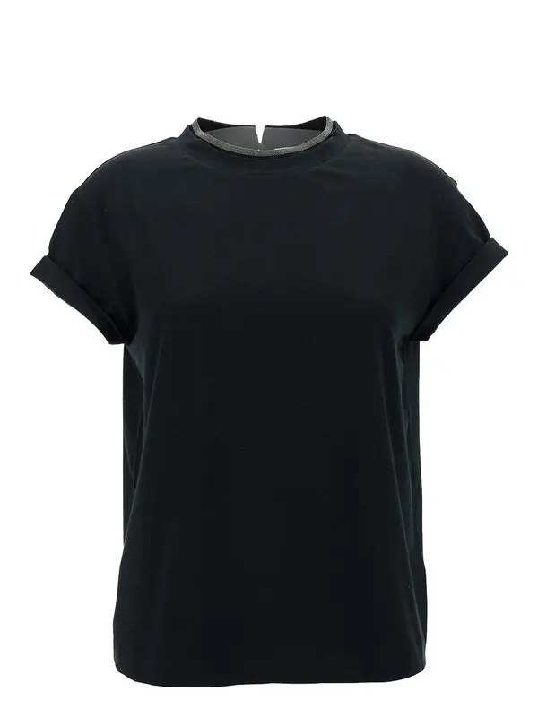Brunello Cucinelli T-shirt With Monile Detail - Black