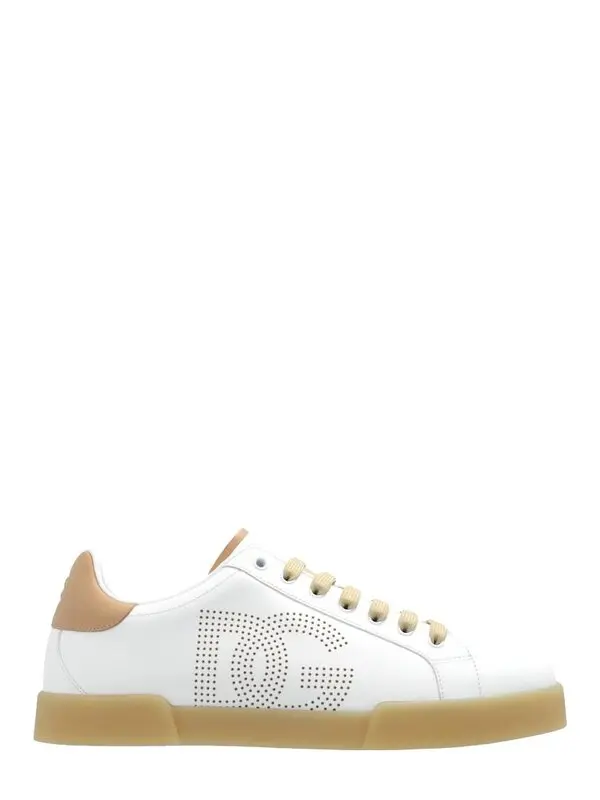 Dolce & Gabbana Portofino Perforated Logo Sneakers - White/cream