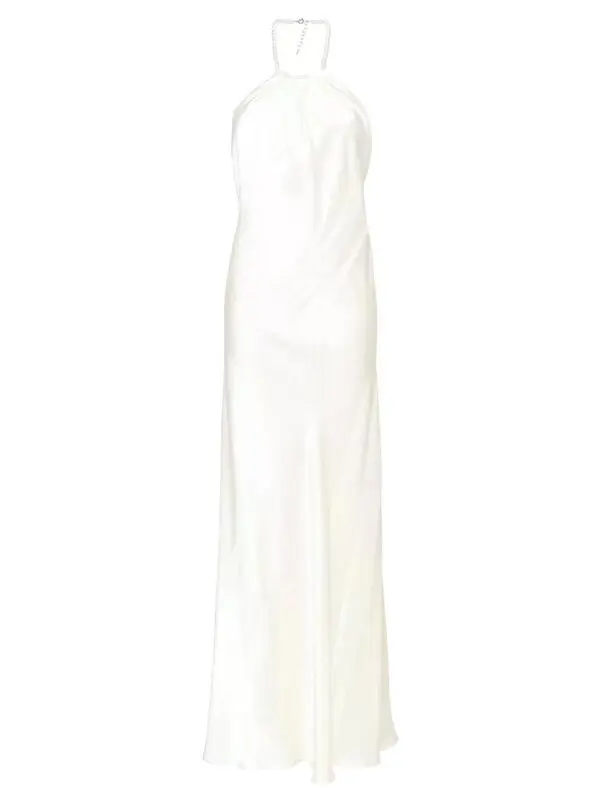 Michelle Mason Halterneck Gown - White