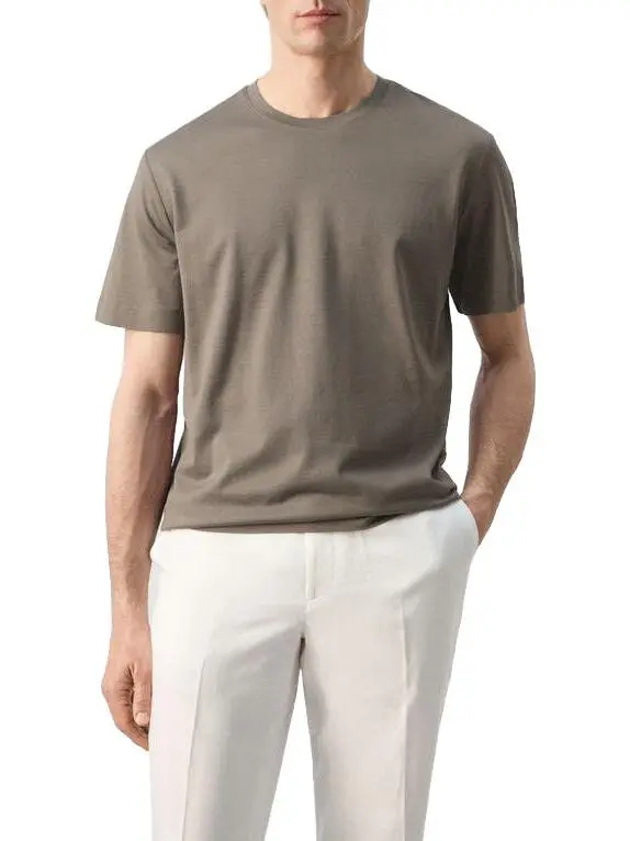 Mango Regular Fit Cotton T-shirt - Medium Brown