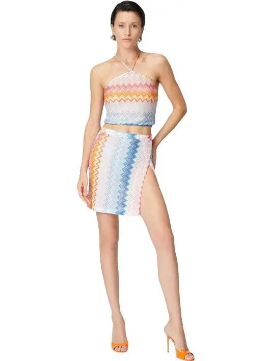Missoni Zig Zag Lamé Viscose Blend Sarong Mini Skirt - Multicoloured