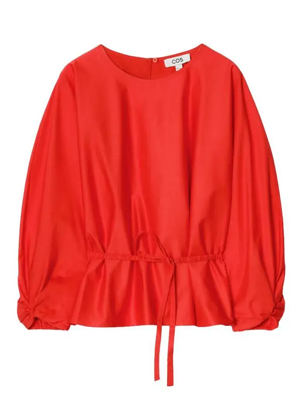 Cos Drawstring Peplum Blouse - Orange