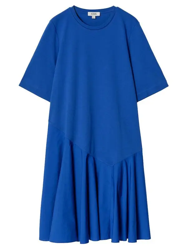 Cos Asymmetric Mini T-shirt Dress - Blue