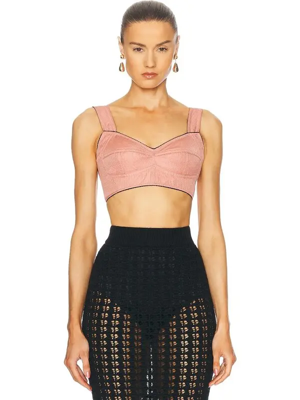 Dolce & Gabbana Jacquard Cropped Top - Dark Powder Pink