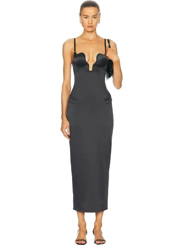 FLEUR DU MAL U-plunge Maxi Dress - Black