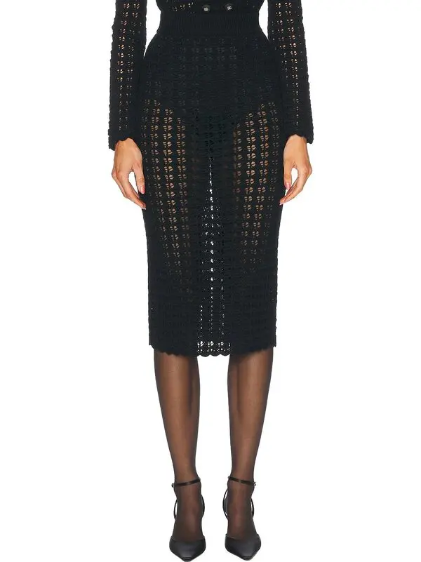 Dolce & Gabbana Crochet Knit Midi Skirt - Black