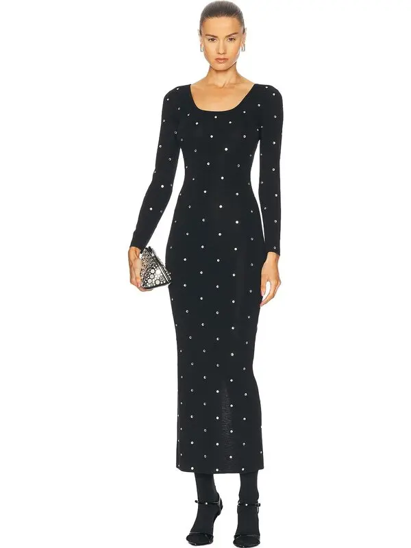 Versace Long Sleeve Midi Dress - Black