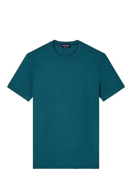 Giorgio Armani Asv Crew-neck T-shirt In Stretch Viscose Jersey - Green