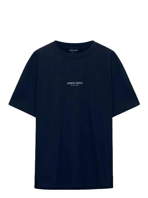 Giorgio Armani Cotton Interlock Crew-neck T-shirt - Blue