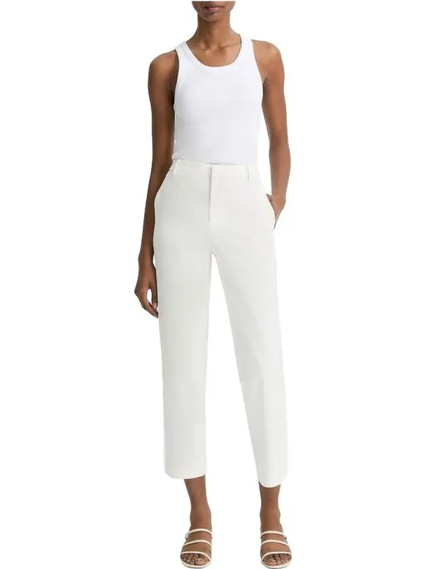 Vince Avery Mid-rise Italian Stretch-cotton Chino Pant - White