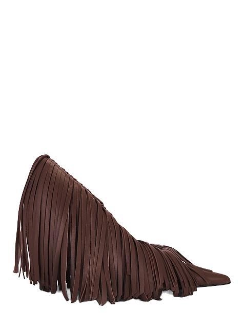 GIA BORGHINI Amelia Fringes Heel In Chocolate - Tiramisu