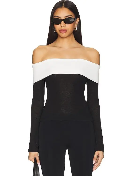 ALL THE WAYS Monica Off Shoulder Top - Black & White