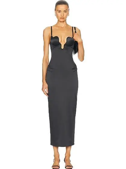FLEUR DU MAL U-plunge Maxi Dress - Black