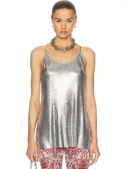 Rabanne Metallic Mesh Top - Silver