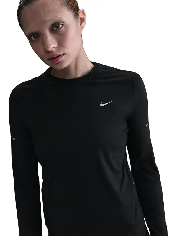 Nike Swift Dri-fit Uv Long-sleeve Crew-neck Running Top - Black