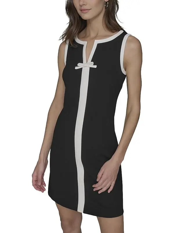 Karl Lagerfeld Paris Split V-neck Dress - Black/soft White