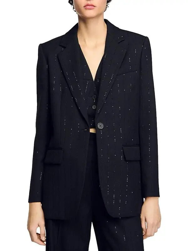Sandro Sequin Suit Jacket - Black