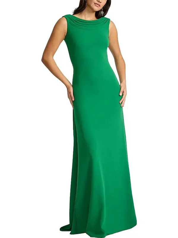 Tadashi Shoji Plaza Drape Back Gown - Bamboo