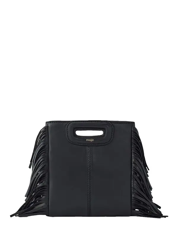 Maje Mini Leather Fringe Bag - Black