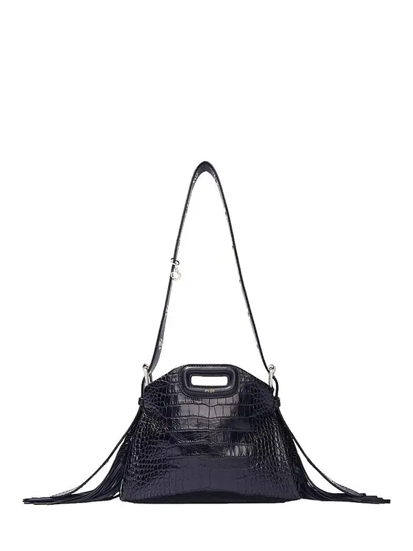 Maje Miss M Mini Embossed Leather Bag - Black