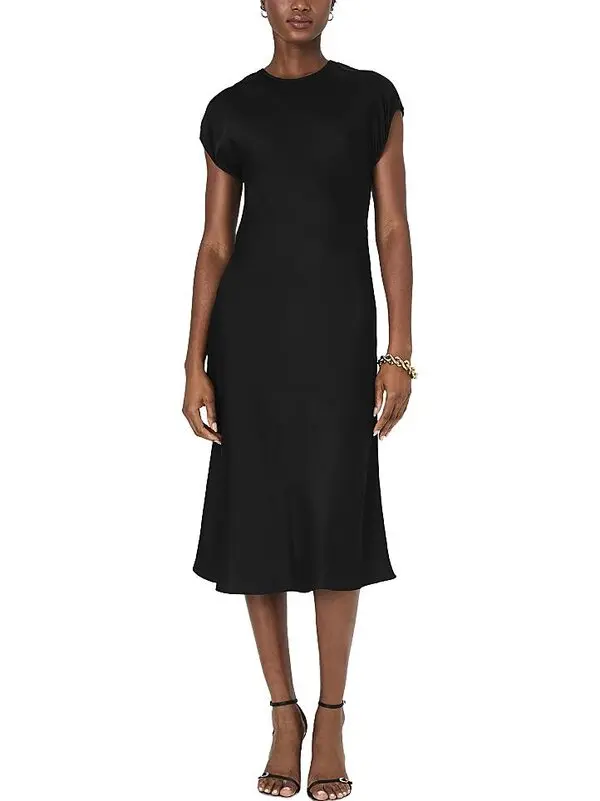 French Connection Ennis Satin Column Midi Dress - Black