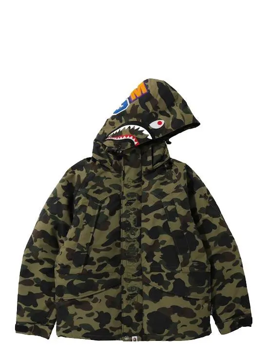 BAPE 1st Camo Shark Snowboard Down Jacket - Green