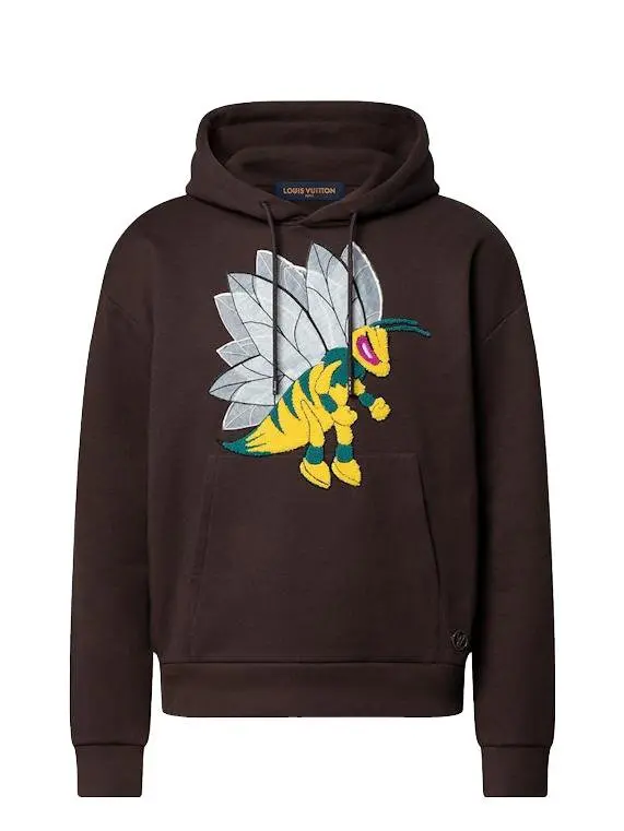 LOUIS VUITTON Graphic Bee Patched Hoodie - Brown