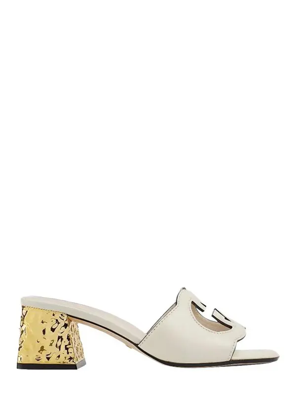 Gucci Interlocking G Leather Sandals - White/golden